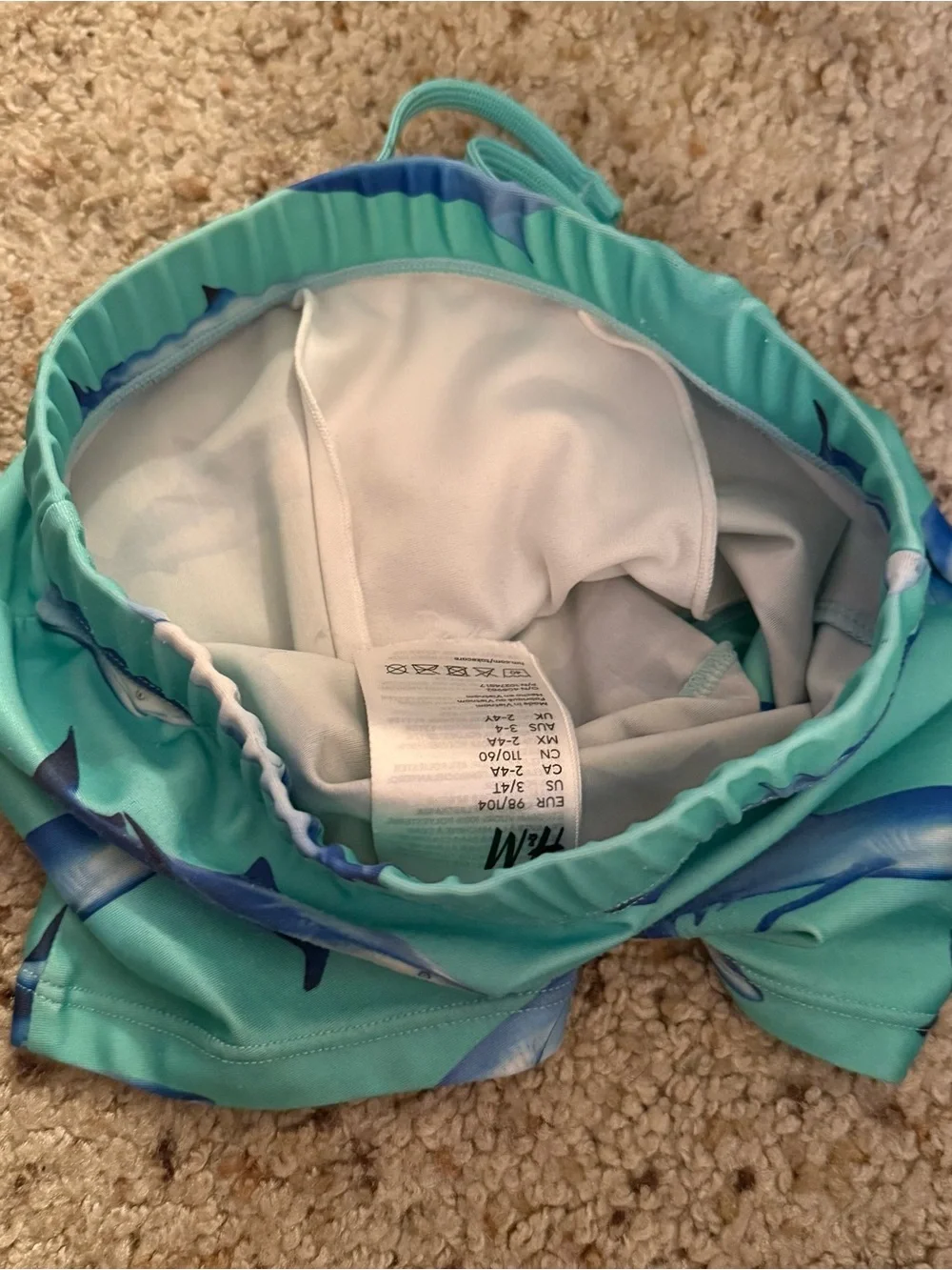 H&M | Swim | Hm Boys Aqua Swim Trunks With Blue Shark Print | Poshmark